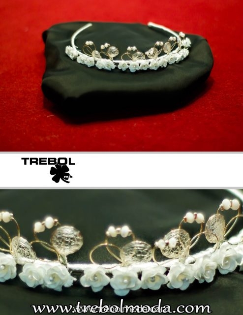 Vestido de comunión con cuello bebe - Trebol Moda