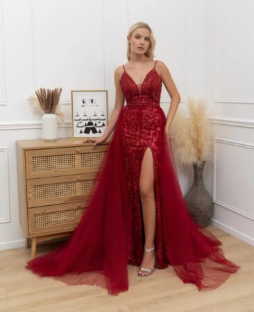 Vestido con cola desmontable - Trebol Moda